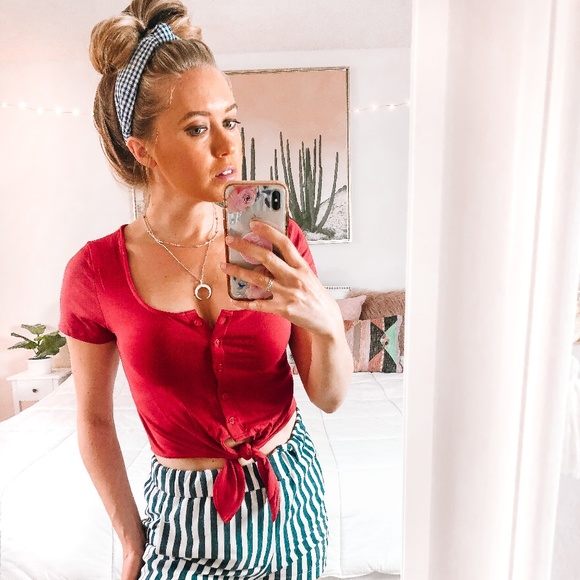 Twilight Gypsy Collective | Tops | Little Red Button Down Knotted Crop ...